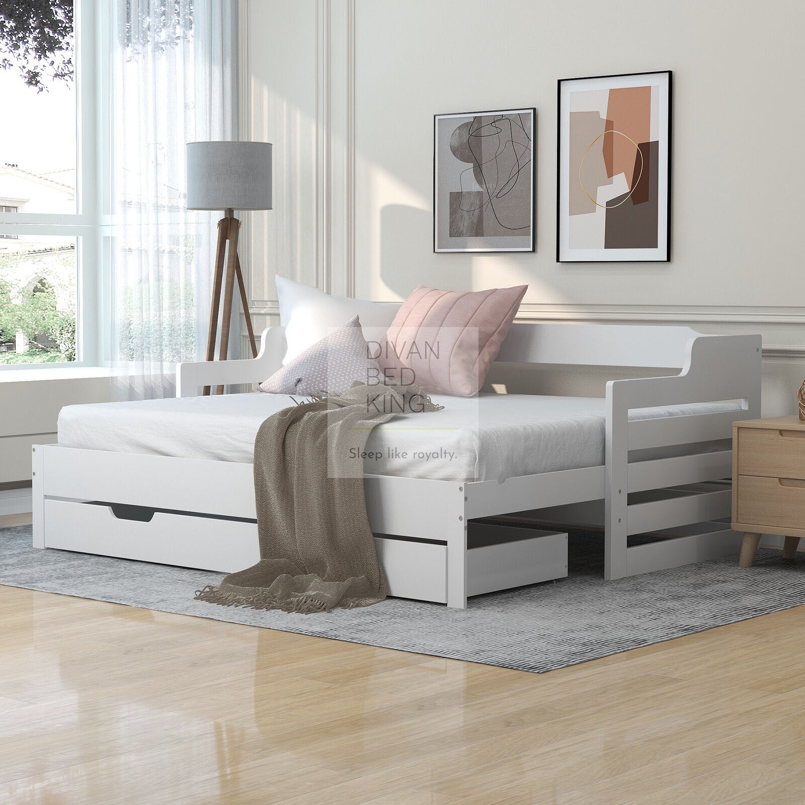 Vasos 3ft Single Wooden Trundle Guest Day Bed with Large Drawer Storag ...