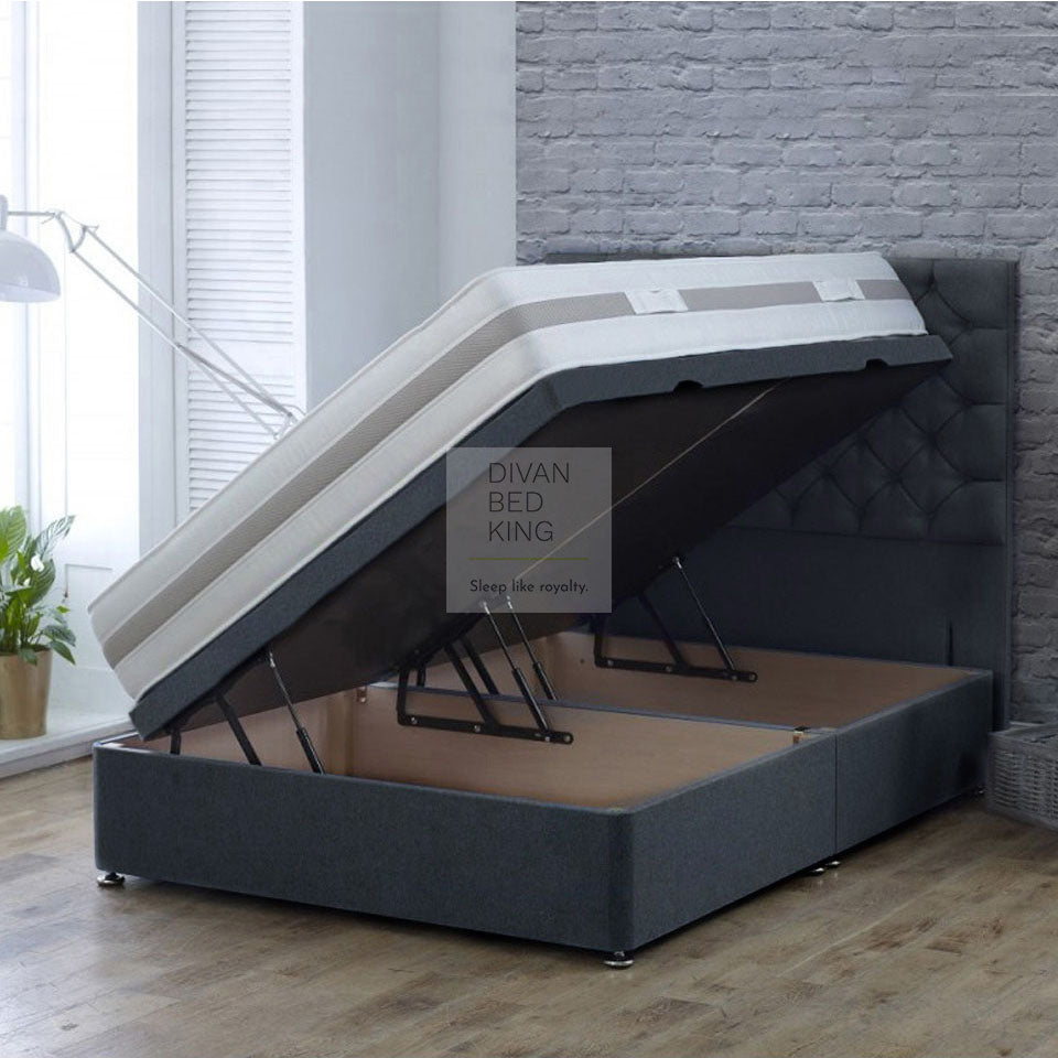 Fiona Luxury Ottoman Divan Bed with Chesterfield Floor Standing Headbo ...