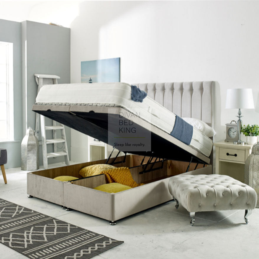 Karina Hilton Luxury Ottoman Divan with Floor Standing Headboard Optio ...