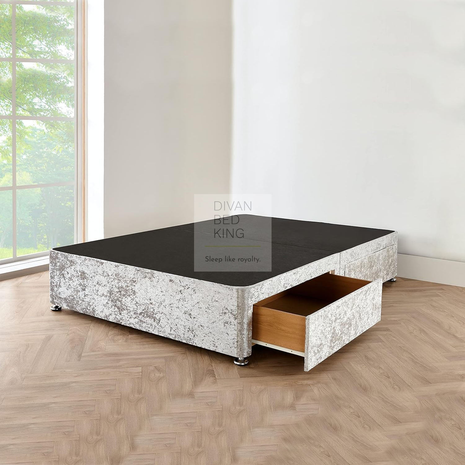 Elise Crushed Velvet Divan Base Only – Divan Beds UK