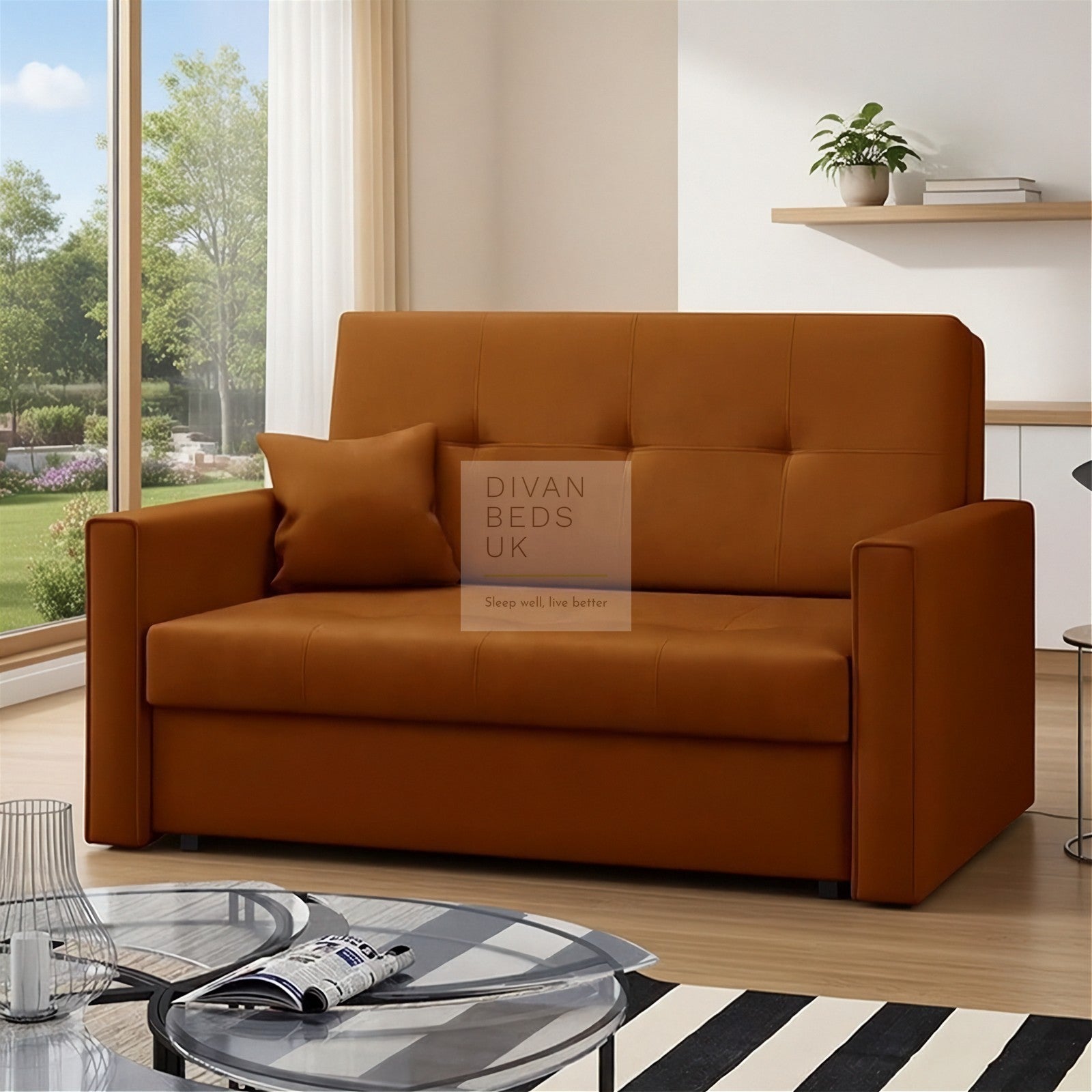 Salerno Turmeric Cotton 3 in 1 Sofa Bed 2 Seater with Storage – Divan ...
