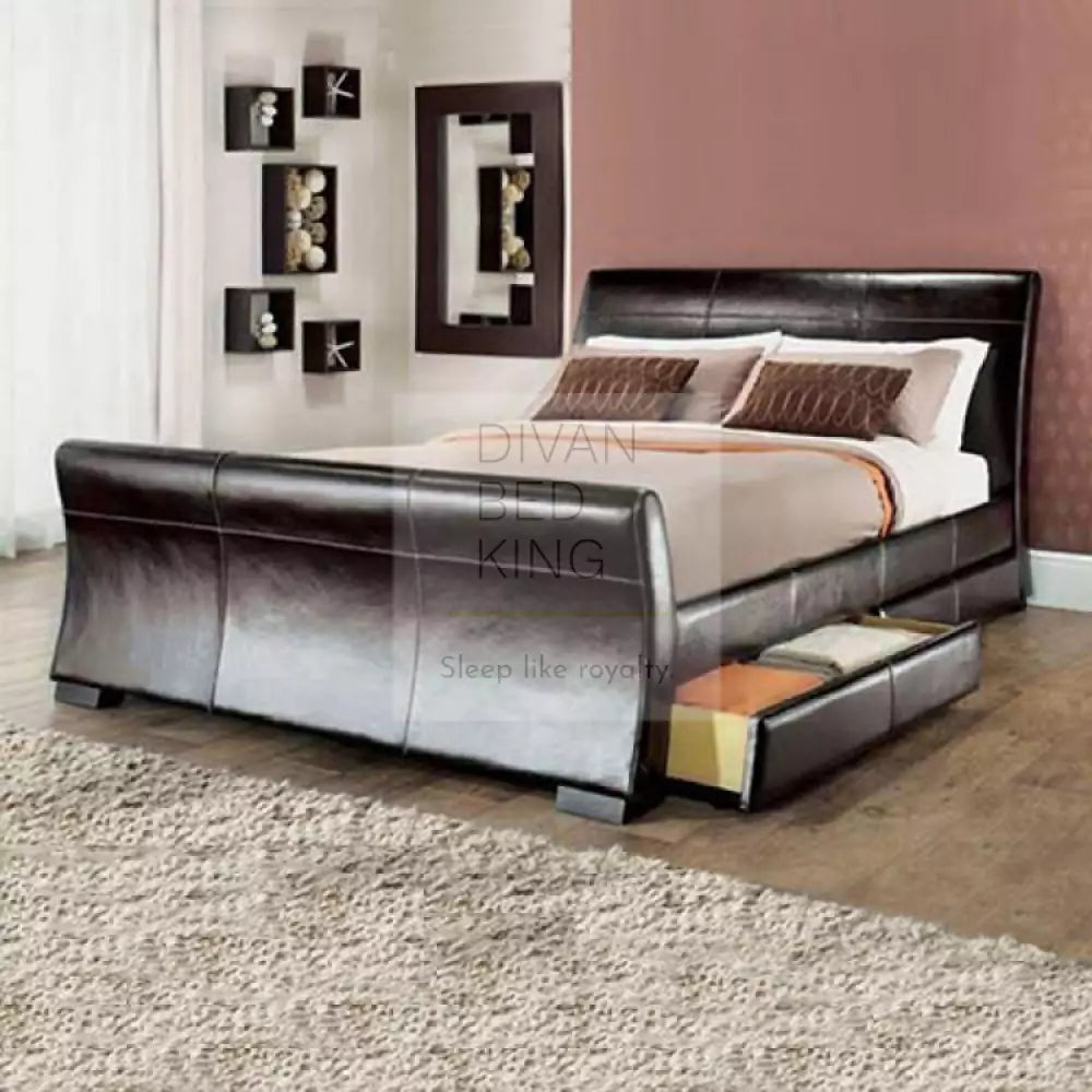 Marisa 4 Drawers Leather Storage Sleigh Bed – Divan Beds UK